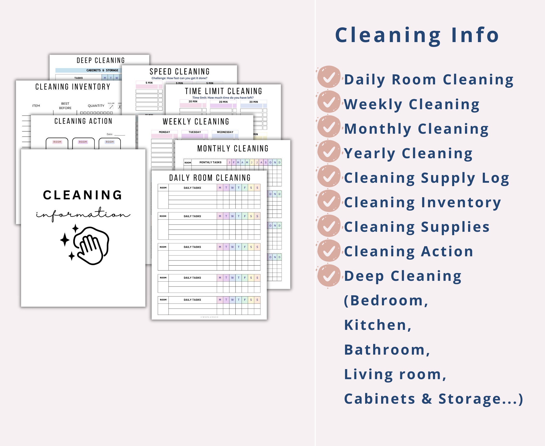 Editable ADHD Cleaning Planner, Fillable Cleaning Checklist Bundle, Cleaning Schedule, Deep ...