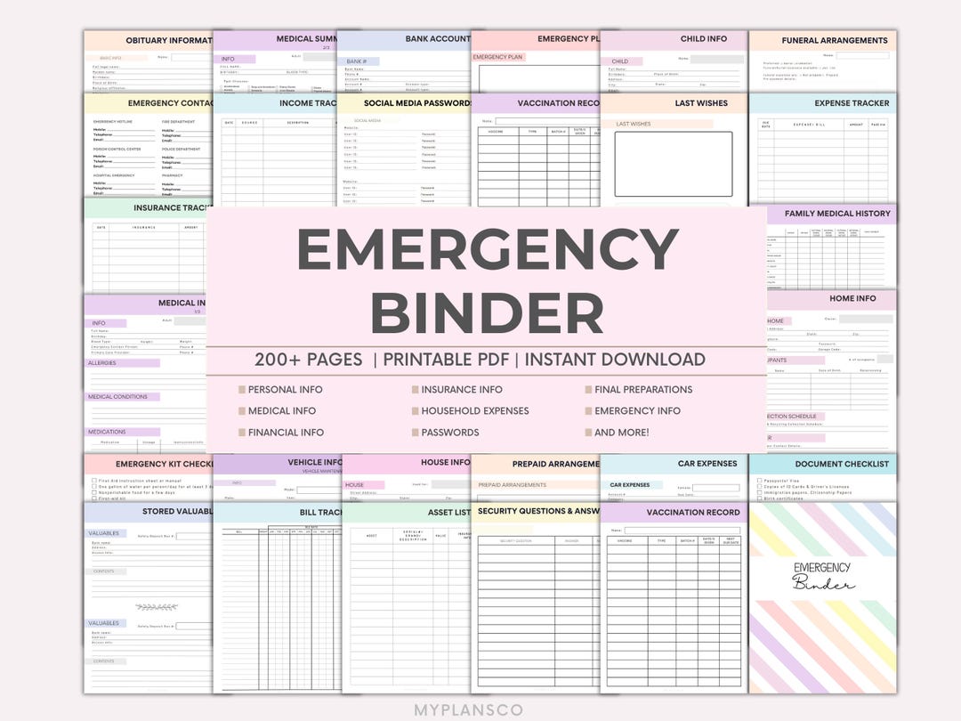 Emergency Planner Printable: End of Life Planner | Family Emergency ...