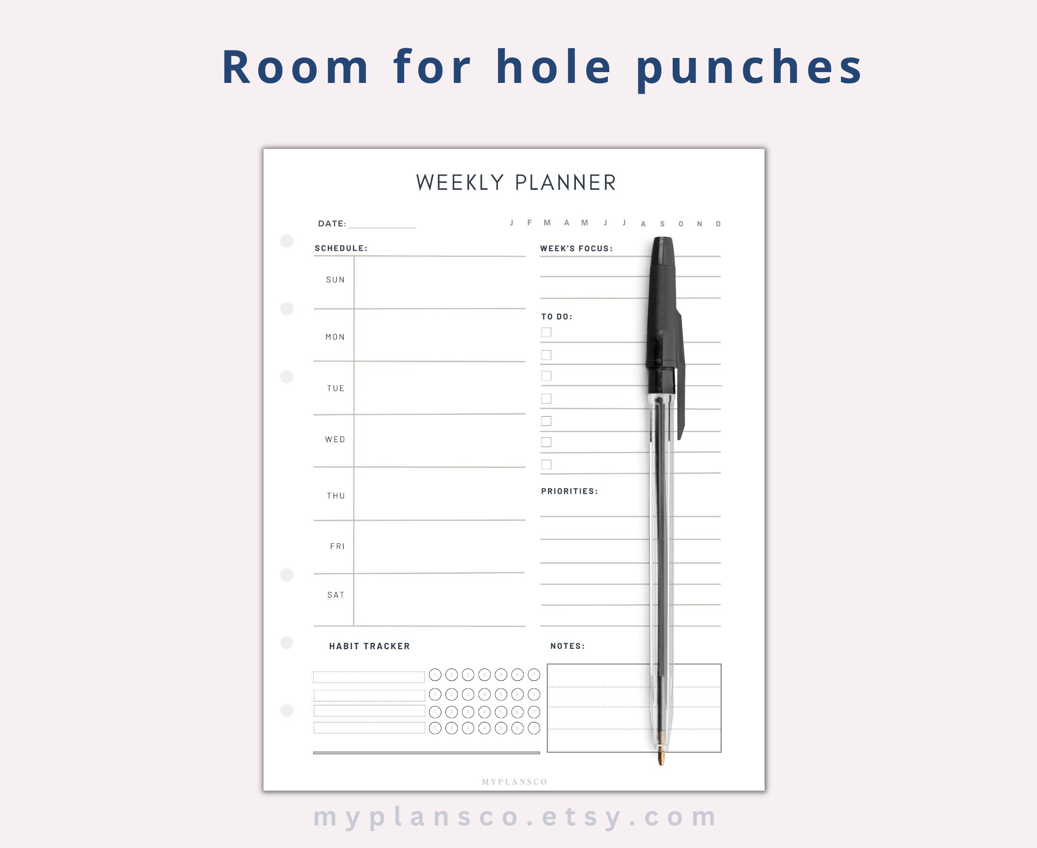 Weekly Planner Printable Weeky Schedule Planner Work Planner Homework ...
