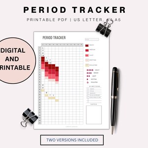 Period Tracker A5 A4 Letter Printable Menstruation Tracker Ovulation ...