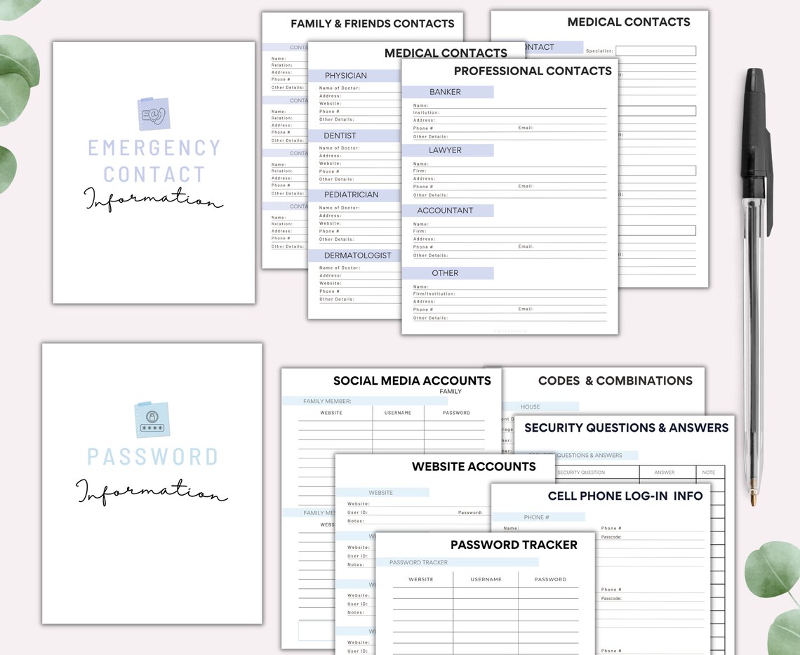 Fillable Emergency Binder Printable End of Life Planner What If Binder ...