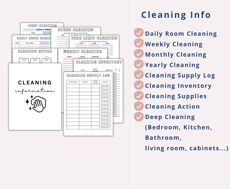 ADHD Cleaning Planner Bundle, Printable Cleaning Binder, Cleaning ...
