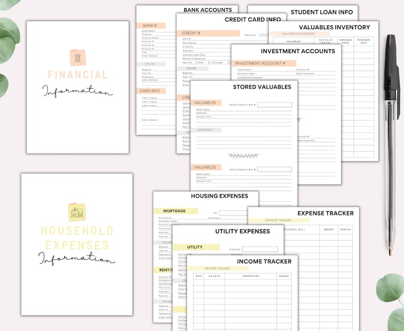 Fillable Emergency Binder Printable End of Life Planner What If Binder ...