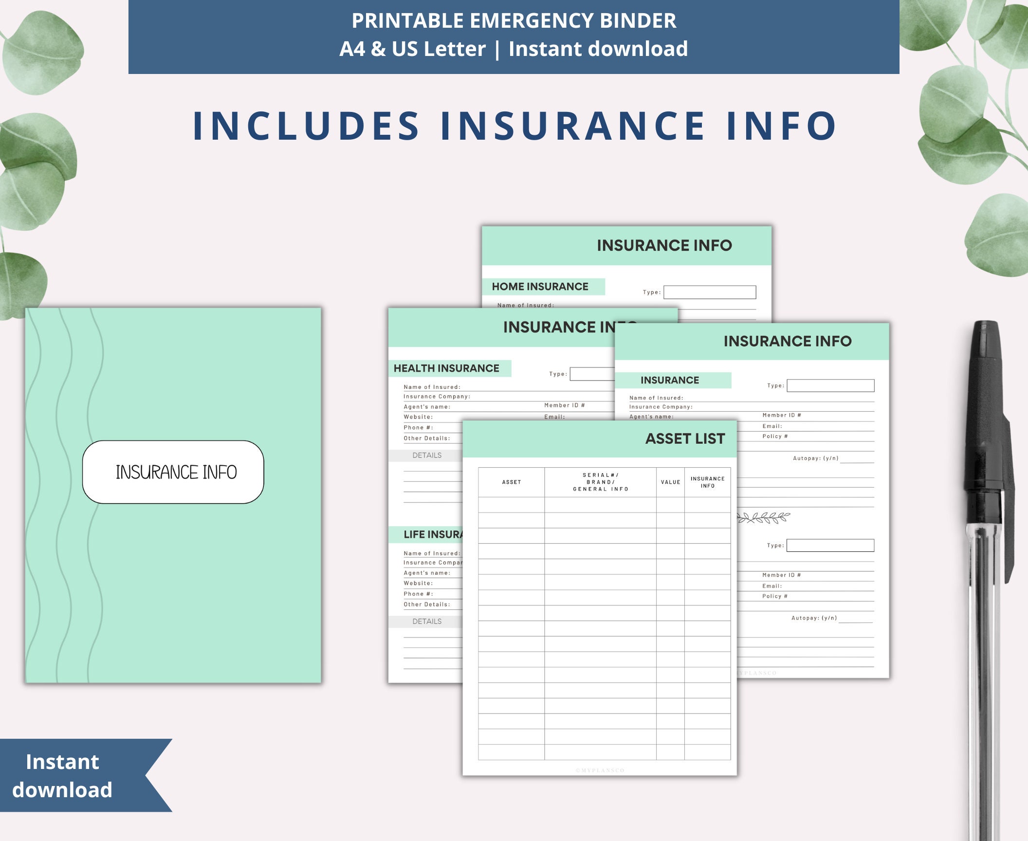 Emergency Binder Printable Emergency Planner Binder in Case - Etsy ...