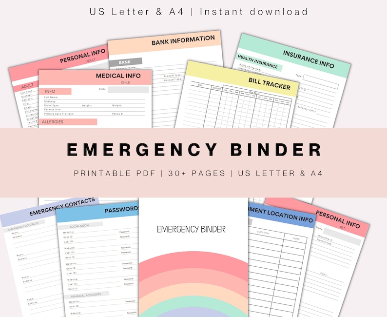 Emergency Binder Printable, Emergency Planner Binder, in Case of ...