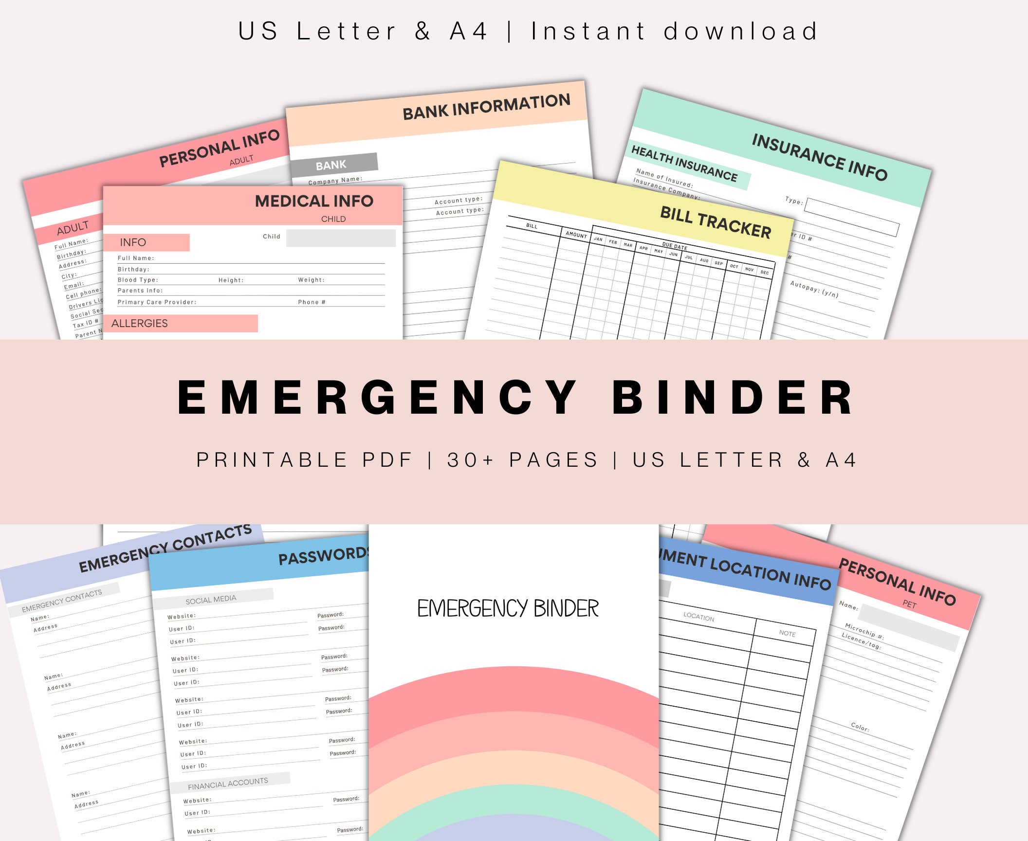 Emergency Binder Printable Emergency Planner Binder in Case - Etsy Australia