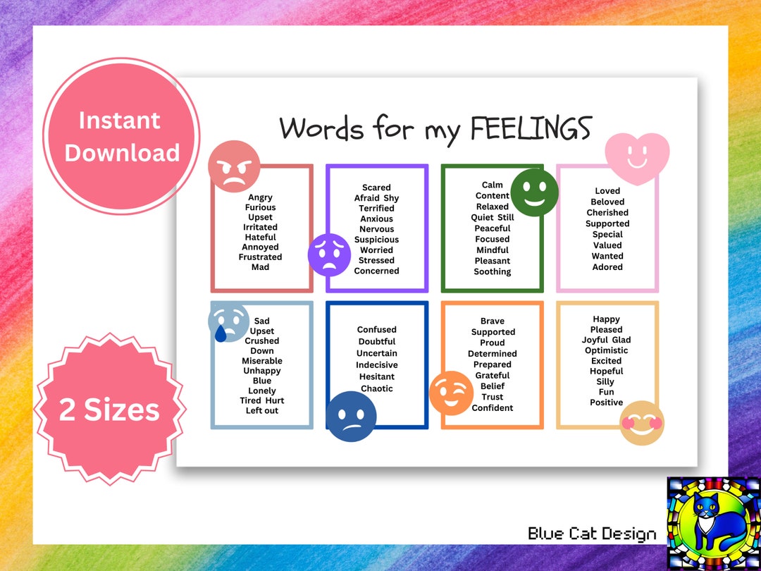 ADHD, ASD, Words for My Feelings Poster, Emotional Regulation Education ...