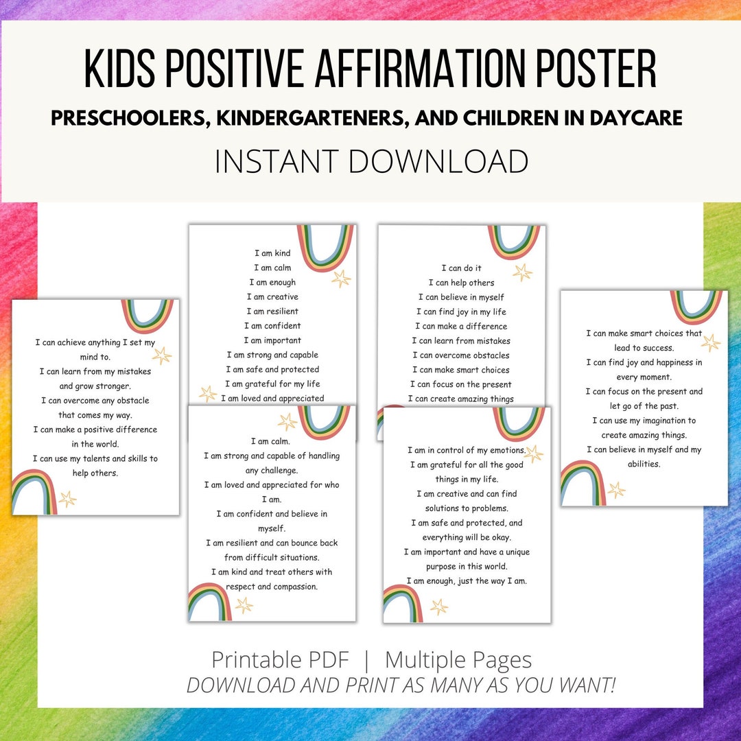 Positive Affirmations for Kids, ADHD, ASD, Home Schooling, Motivational ...
