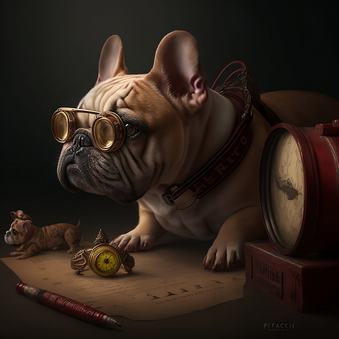 Retro French Bulldog Art - Vintage Style Frenchie With Glasses ...