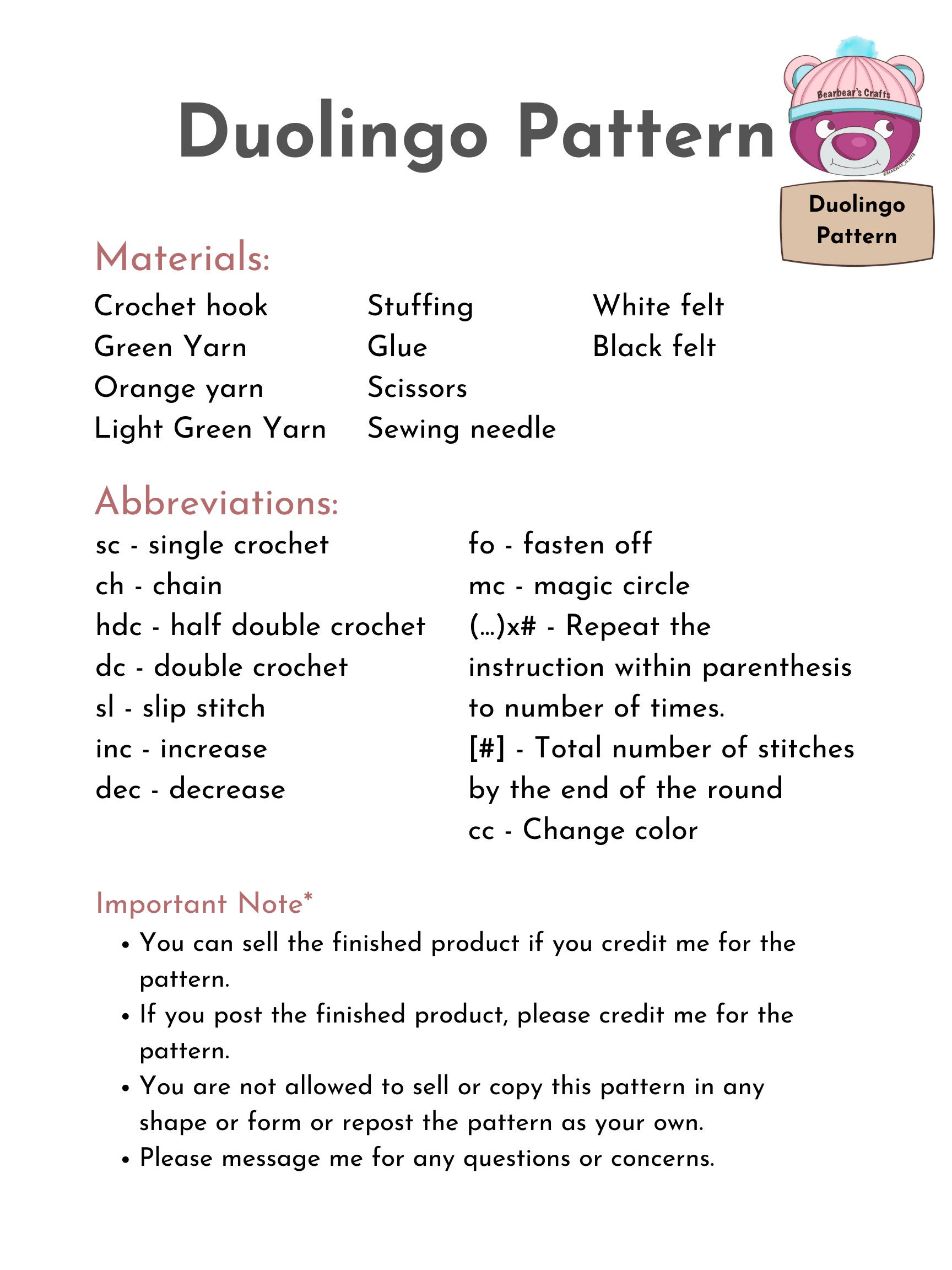 Duolingo Owl Crochet Pattern - Etsy UK
