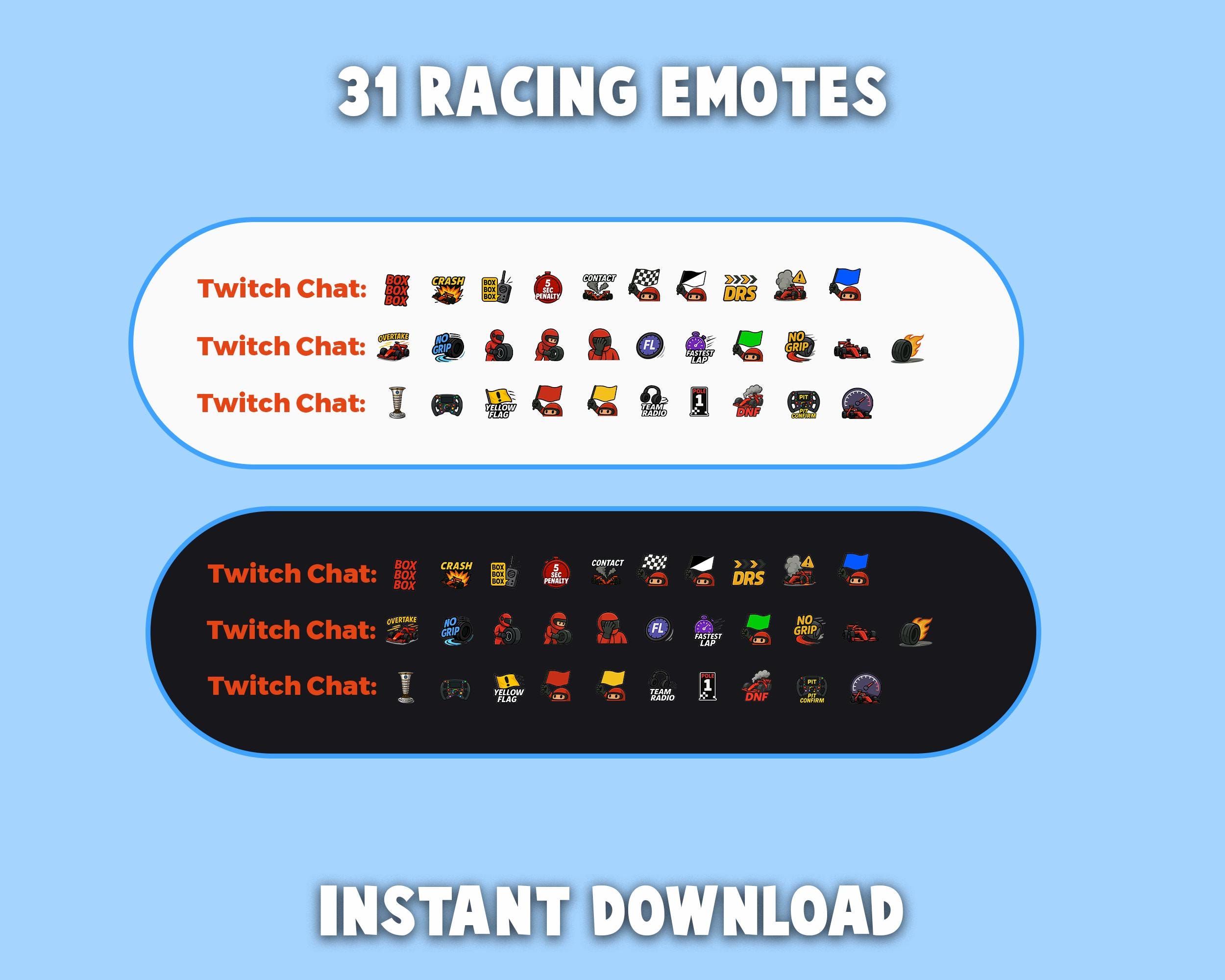 Twitch Emotes F1 Racing Set – 31 Custom Emotes for Twitch, Youtube ...