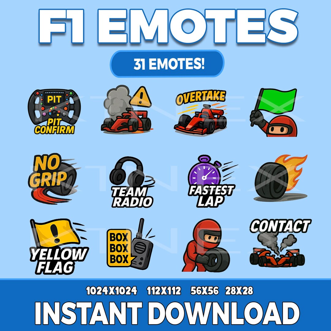 Twitch Emotes F1 Racing Set – 31 Custom Emotes for Twitch, Youtube ...
