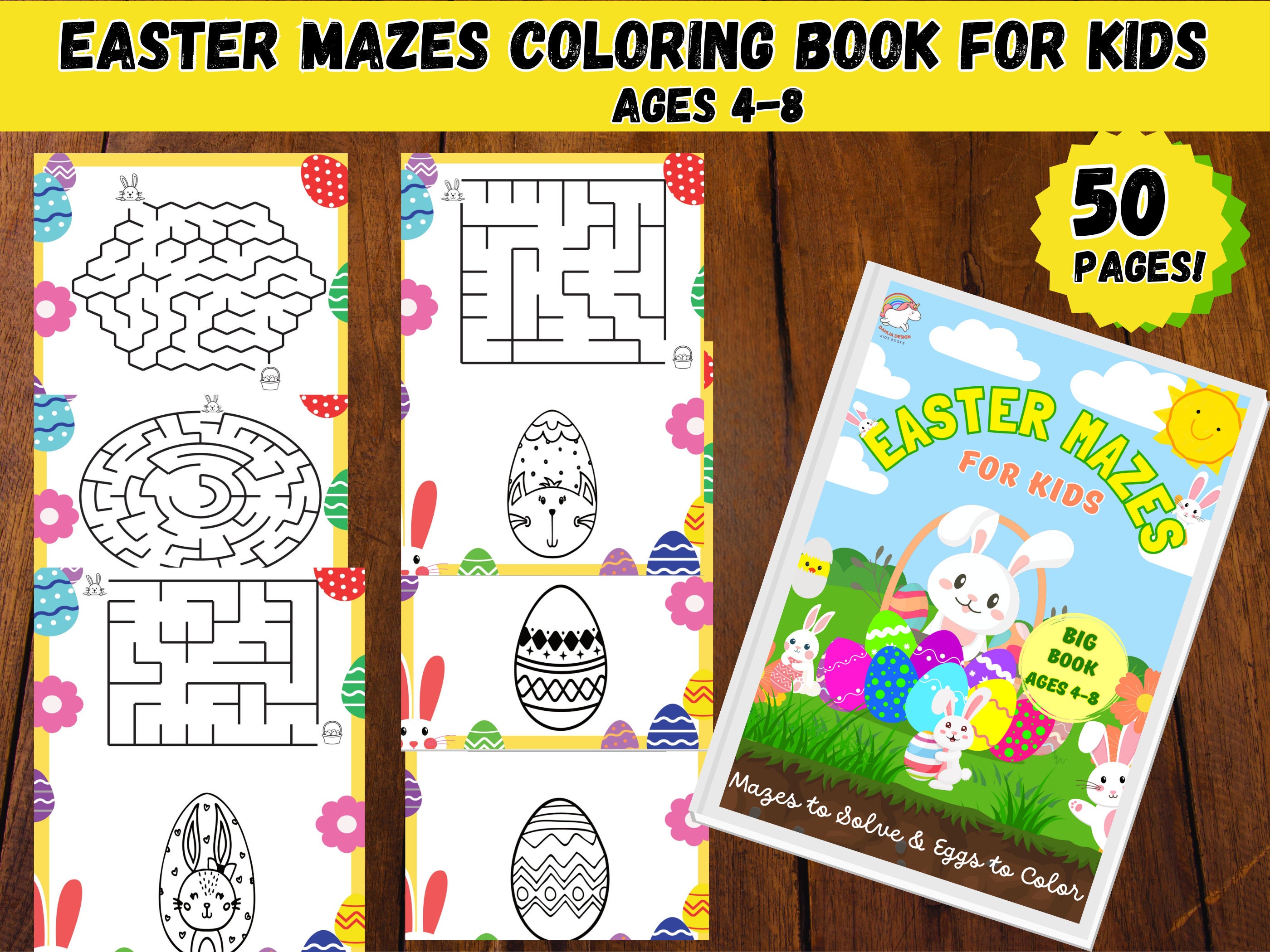 Easter Mazes Coloring Book, Easter Coloring Pages for Kids, Easter ...