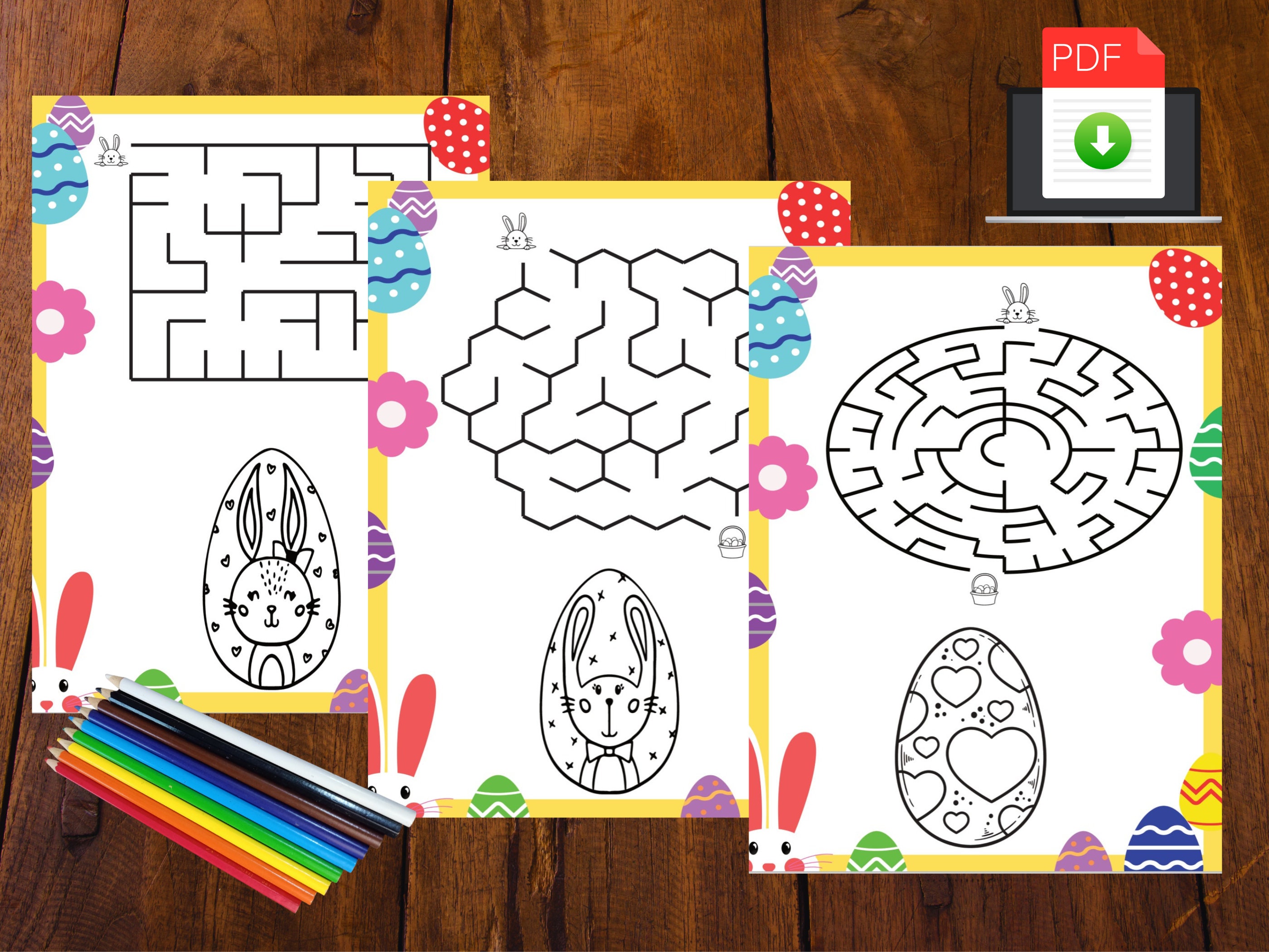 Easter Mazes Coloring Book, Easter Coloring Pages for Kids, Easter ...