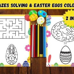 Easter Mazes Coloring Book, Easter Coloring Pages for Kids, Easter ...