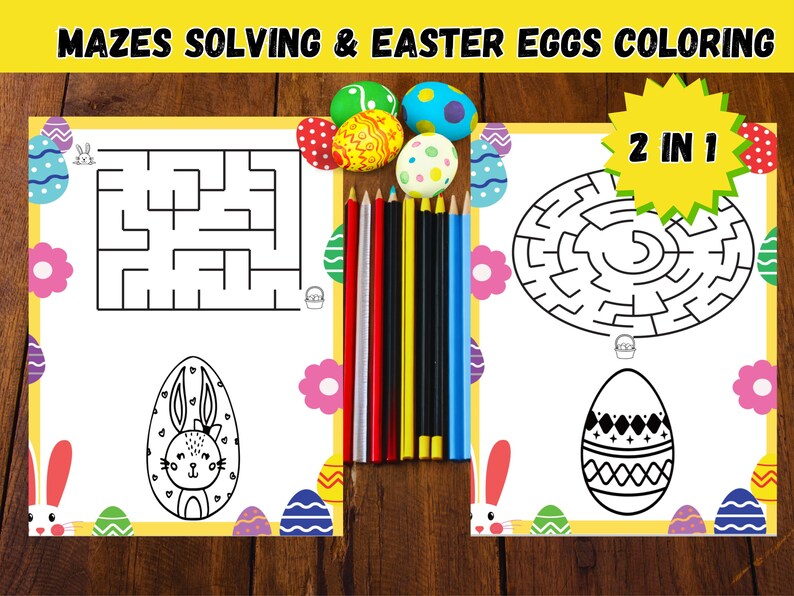 Easter Mazes Coloring Book, Easter Coloring Pages for Kids, Easter ...