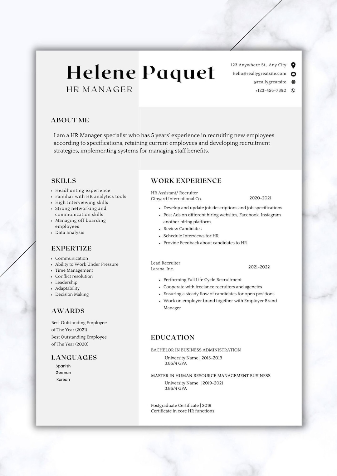 Cv Resume, Cv Instant Download, Cv Template, Cv Template Professional ...