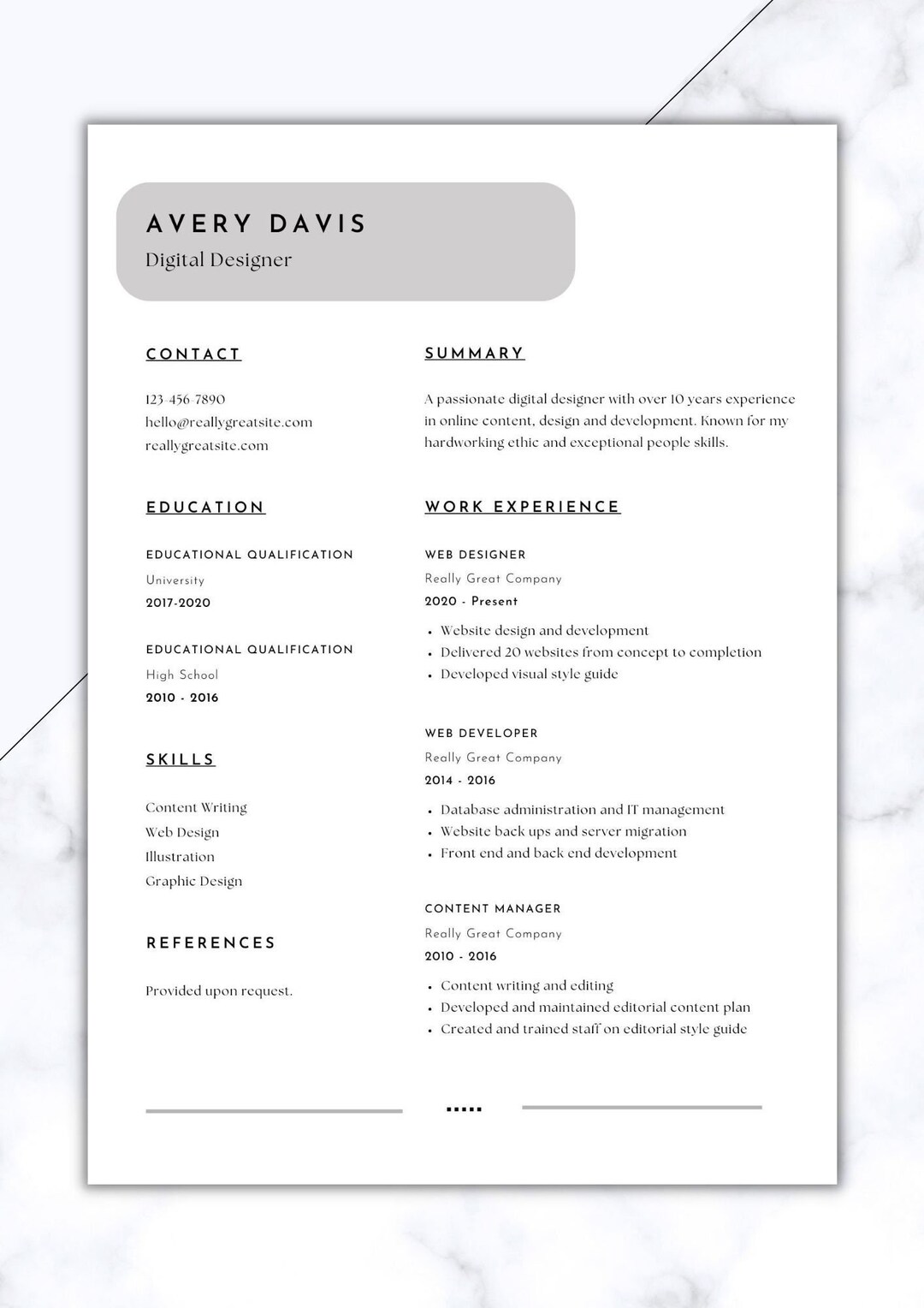 Cv Resume, Cv Instant Download, Cv Template, Cv Template Professional ...