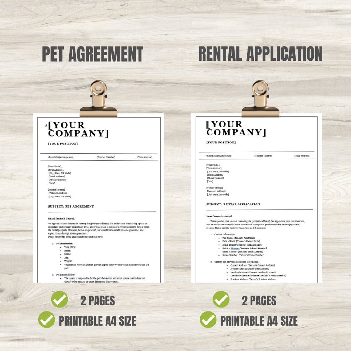 Rental Agreement Kit: Landlord Forms, Lease Contract (excel & Word) - Etsy