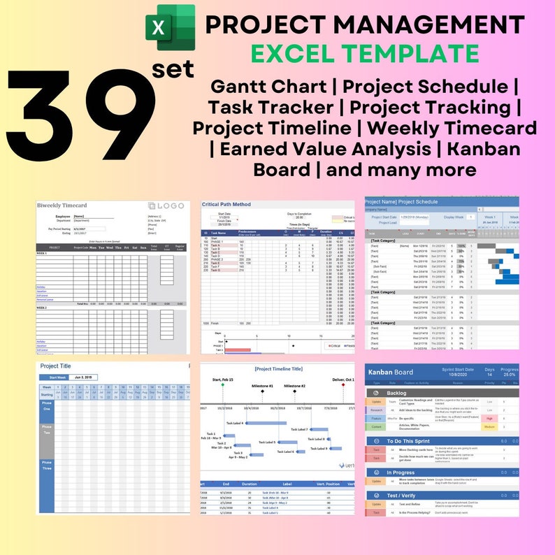 39 Set Excel Template for Project Management : Gantt Chart | Kanban ...