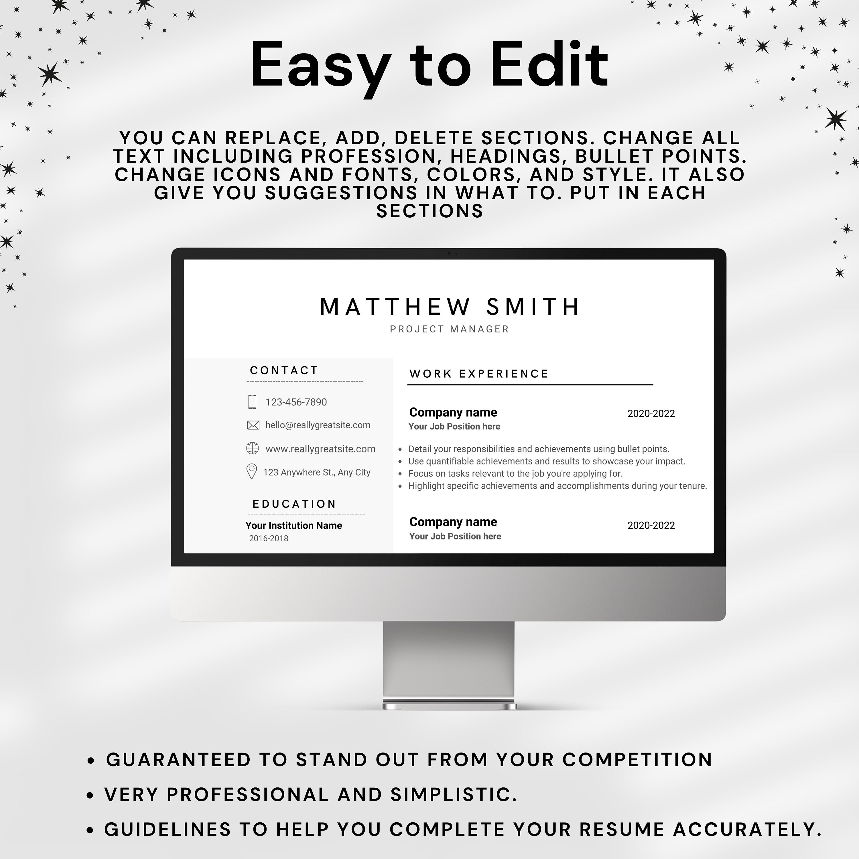 Classic Resume Template Basic Resume Professional Resumeats Friendly ...