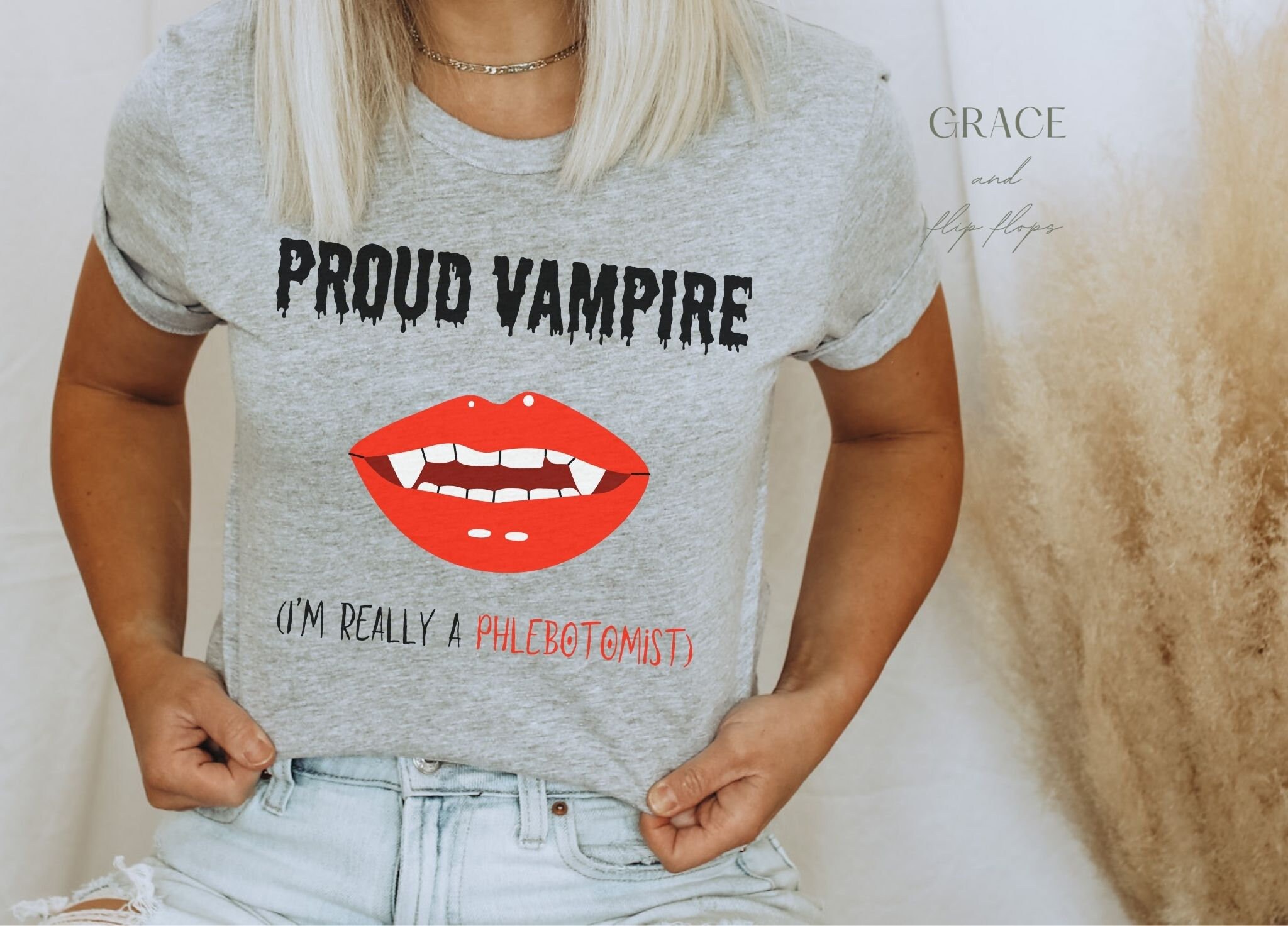 Phlebotomy Vampire Fangs Shirt, Phlebotomist Shirts, Gift for Medical ...