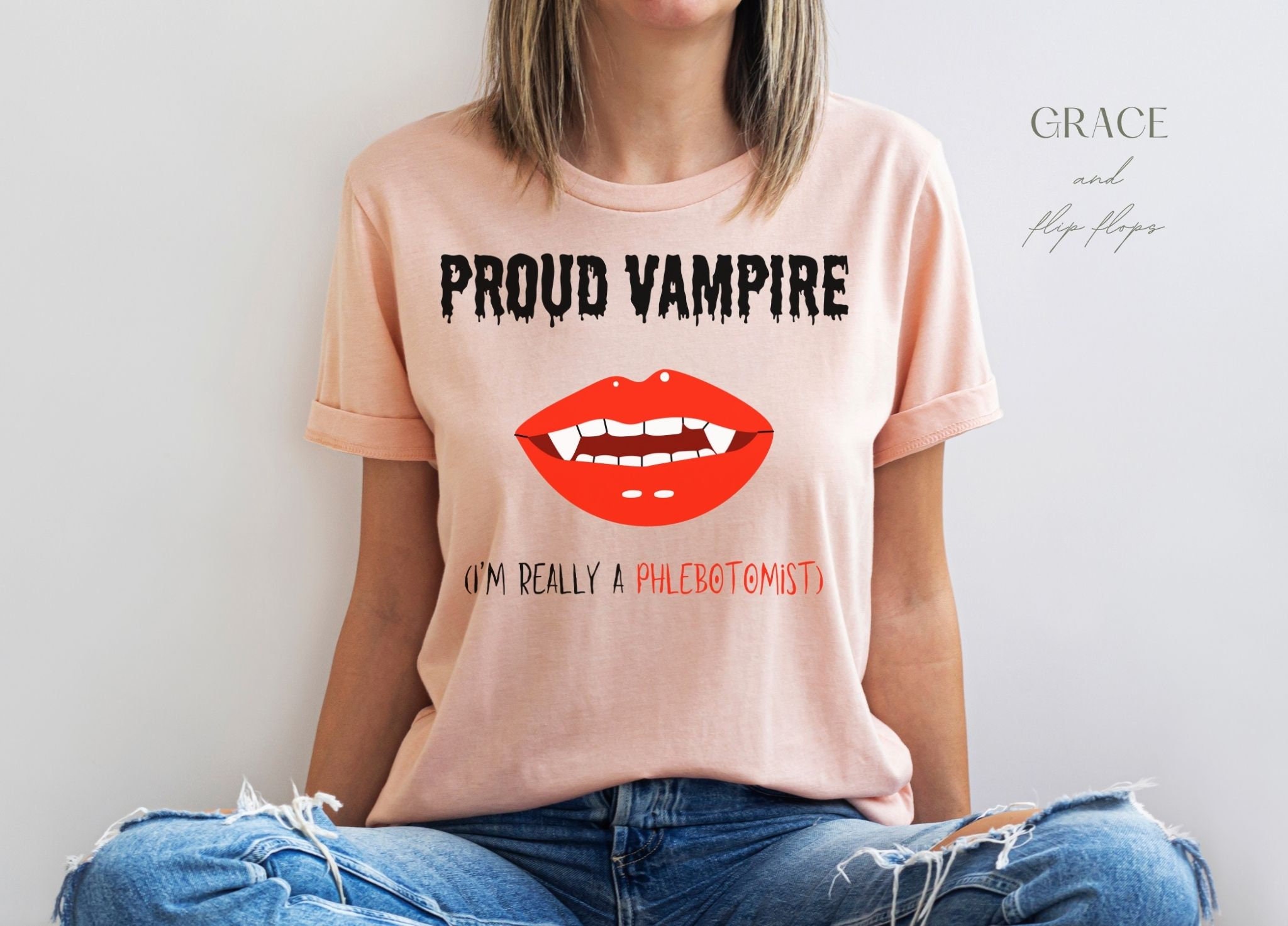Phlebotomy Vampire Fangs Shirt Phlebotomist Shirts Gift for Medical ...