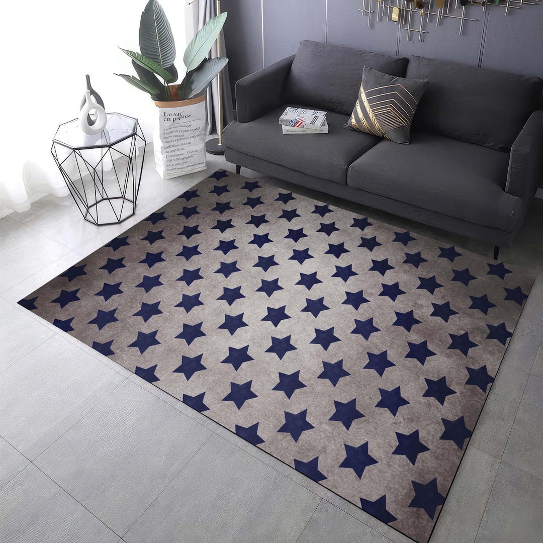 Star Rug Black Background Carpet, Black Stars Rug, Patterned Rug ...