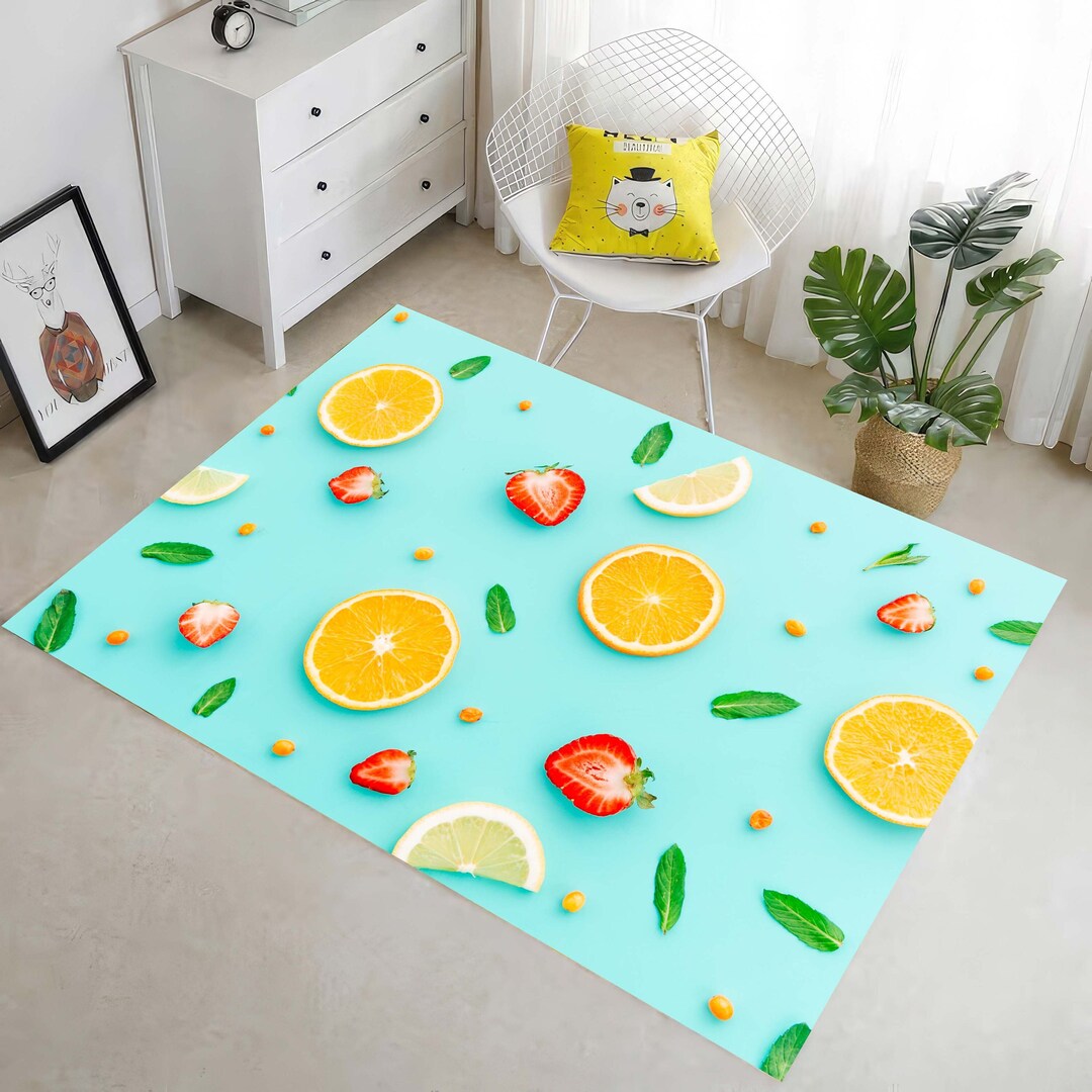 Fruit Rug Citrus Kitchen Decor, Summer Rug, Fresh Rug, Kitchen Rug ...