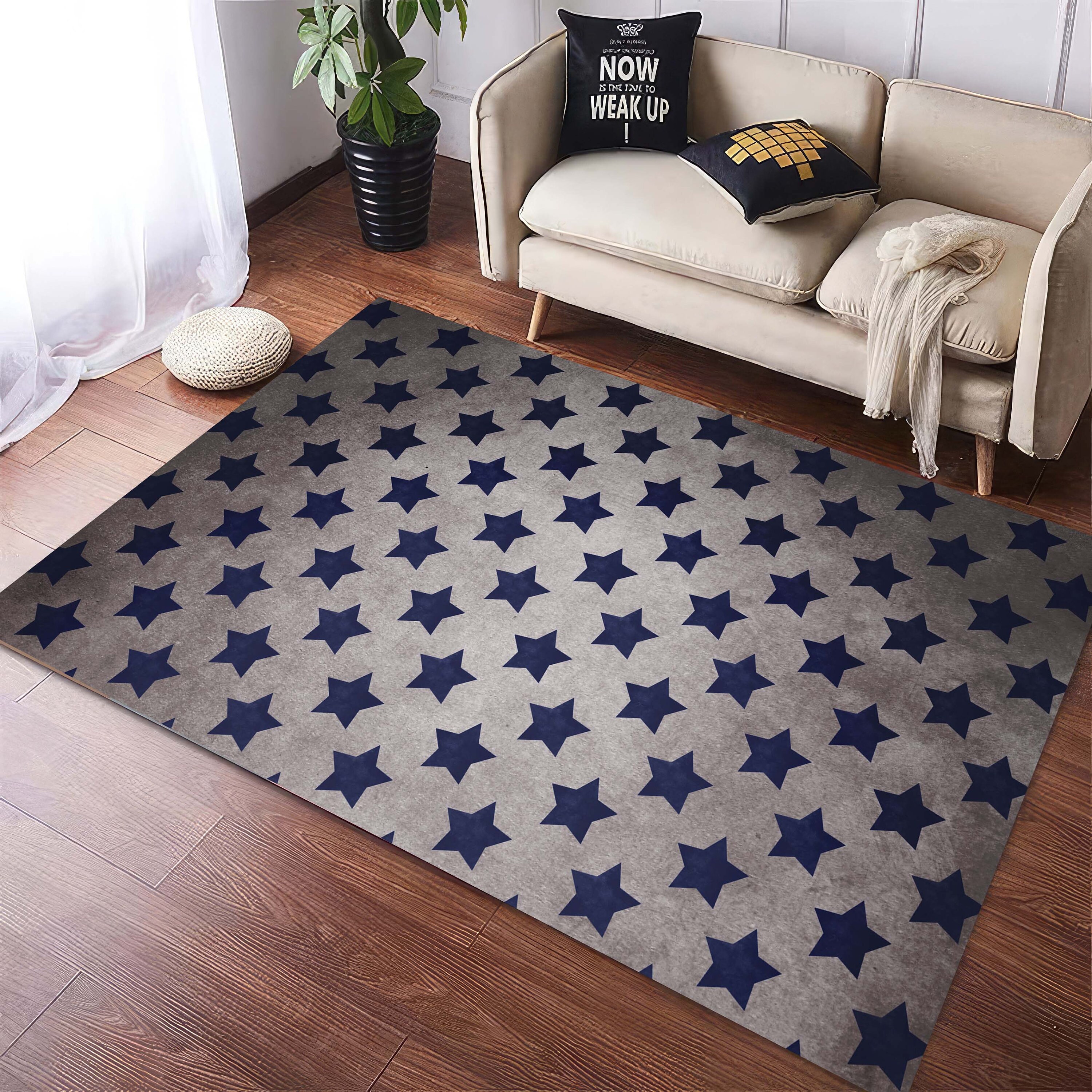 Star Rug Black Background Carpet, Black Stars Rug, Patterned Rug ...