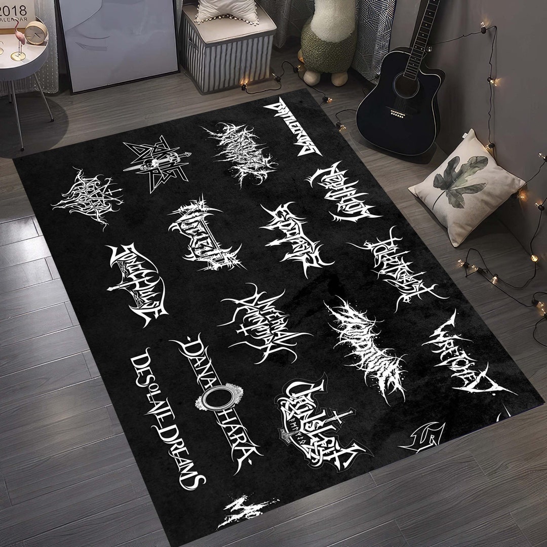 Heavy Metal Band Rug – Rock and Roll Logo Carpet – Music Room Floor Mat ...