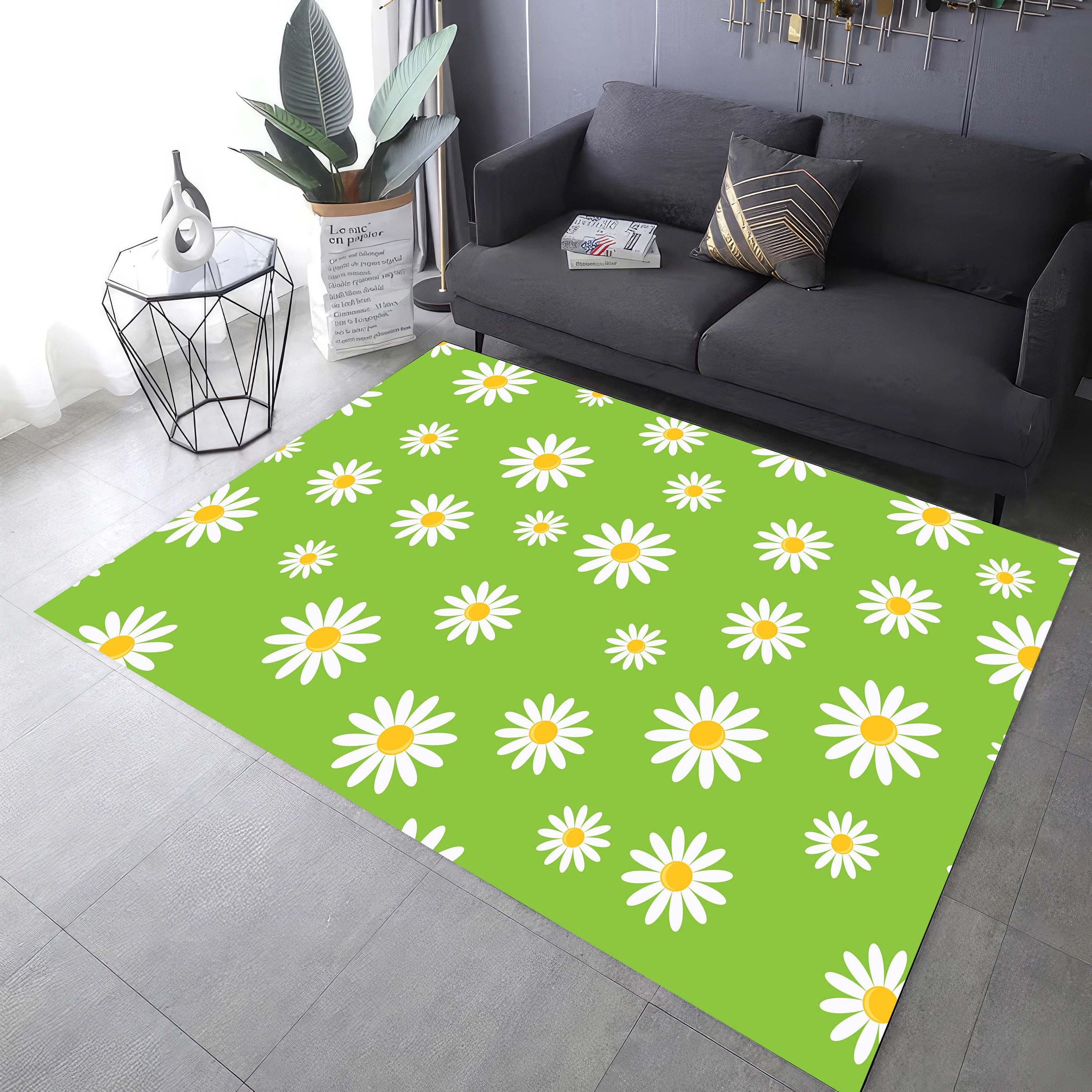 Daisy Rug, Flower Rug, Floral Area Rug, Spring Rug, Garden Rug, Daisy ...
