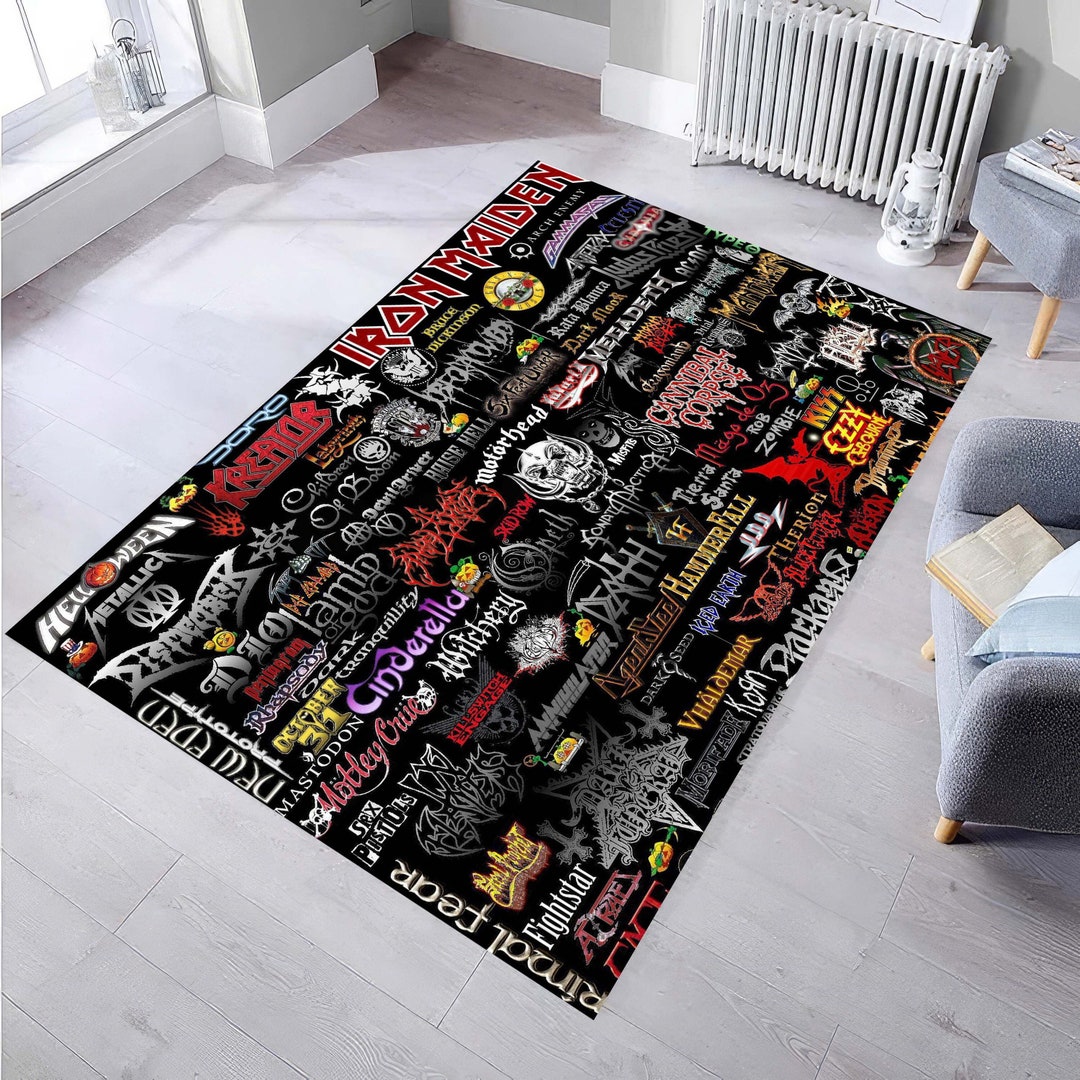 Music Logo Area Rug, Music Room Rug, Rock Music Rug, Rock Decor Rug ...