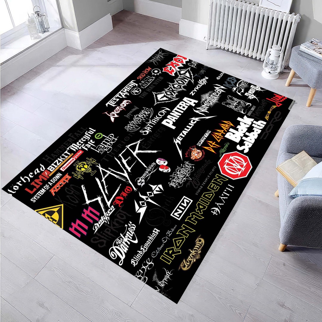 Heavy Metal Band Logo Rug - Rock Music Room Decor - Alternative Gamer ...
