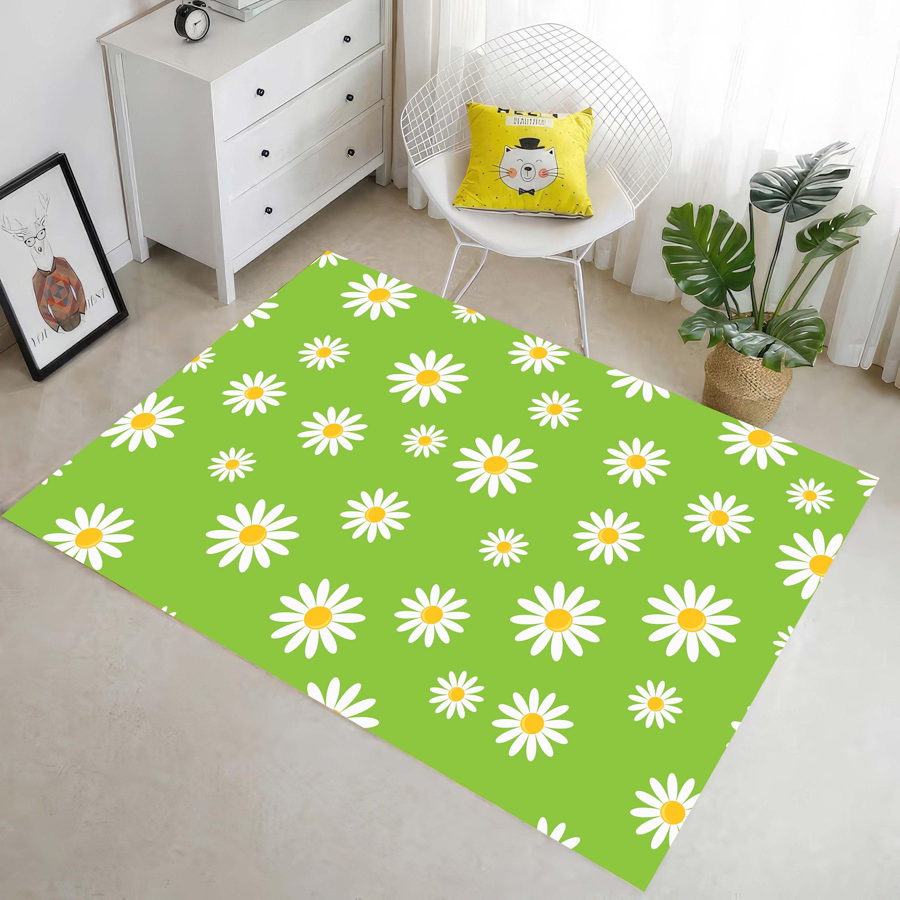 Daisy Rug, Flower Rug, Floral Area Rug, Spring Rug, Garden Rug, Daisy ...