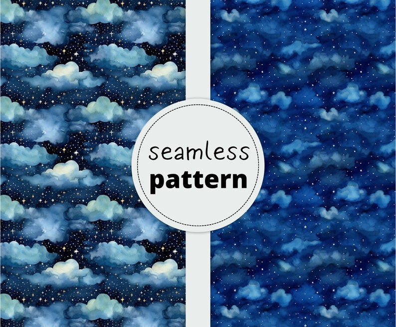 10 Pc Seamless Dark Midnight Sky Pattern Digital Paper Bundle, JPG ...