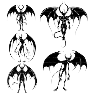 Jersey Devil Silhouette Line Art Svg Bundle, Monster Cryptid Clipart ...