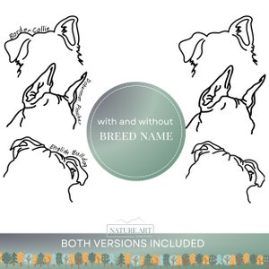 70pc Dog Ears Doodle SVG | PNG | DXF Bundle, Dog Breed Outline Image ...