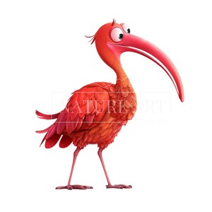 5pc Cartoon IBIS Bird Clipart PNG Bundle, Cute Ibis POD Allowed Digital ...