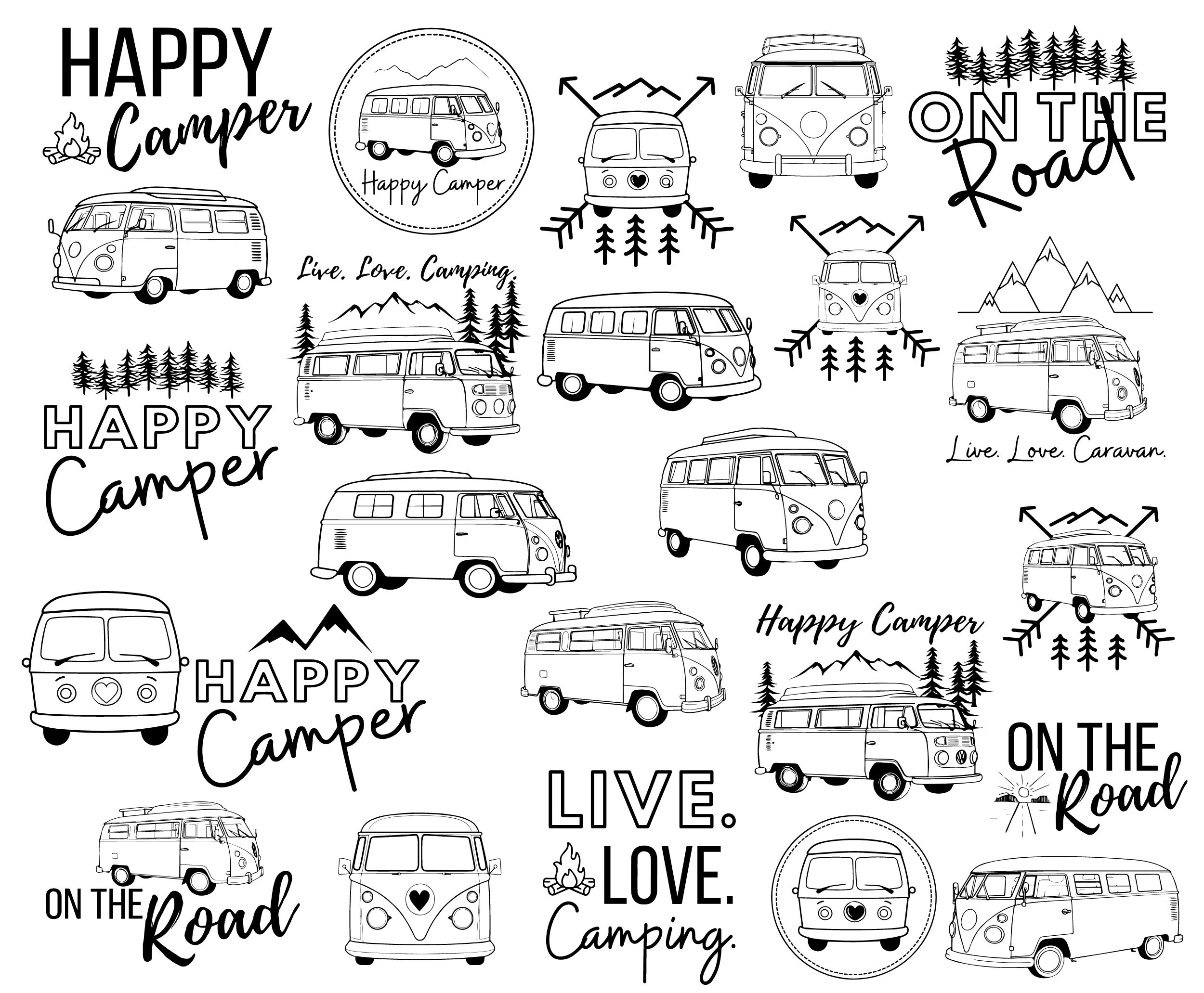 100pc Camping, Caravan SVG Megabundle, Sticker Cut Files, Camping ...