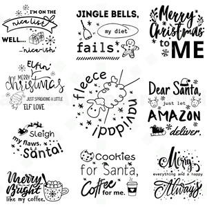 30pc Funny Christmas Text SVG Bundle, Sarcastic Santa Claus Digital Art ...