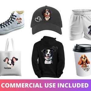 40pc Cartoon Dog Head PNG Bundle, Cute Puppy Animal POD Allowed Digital ...