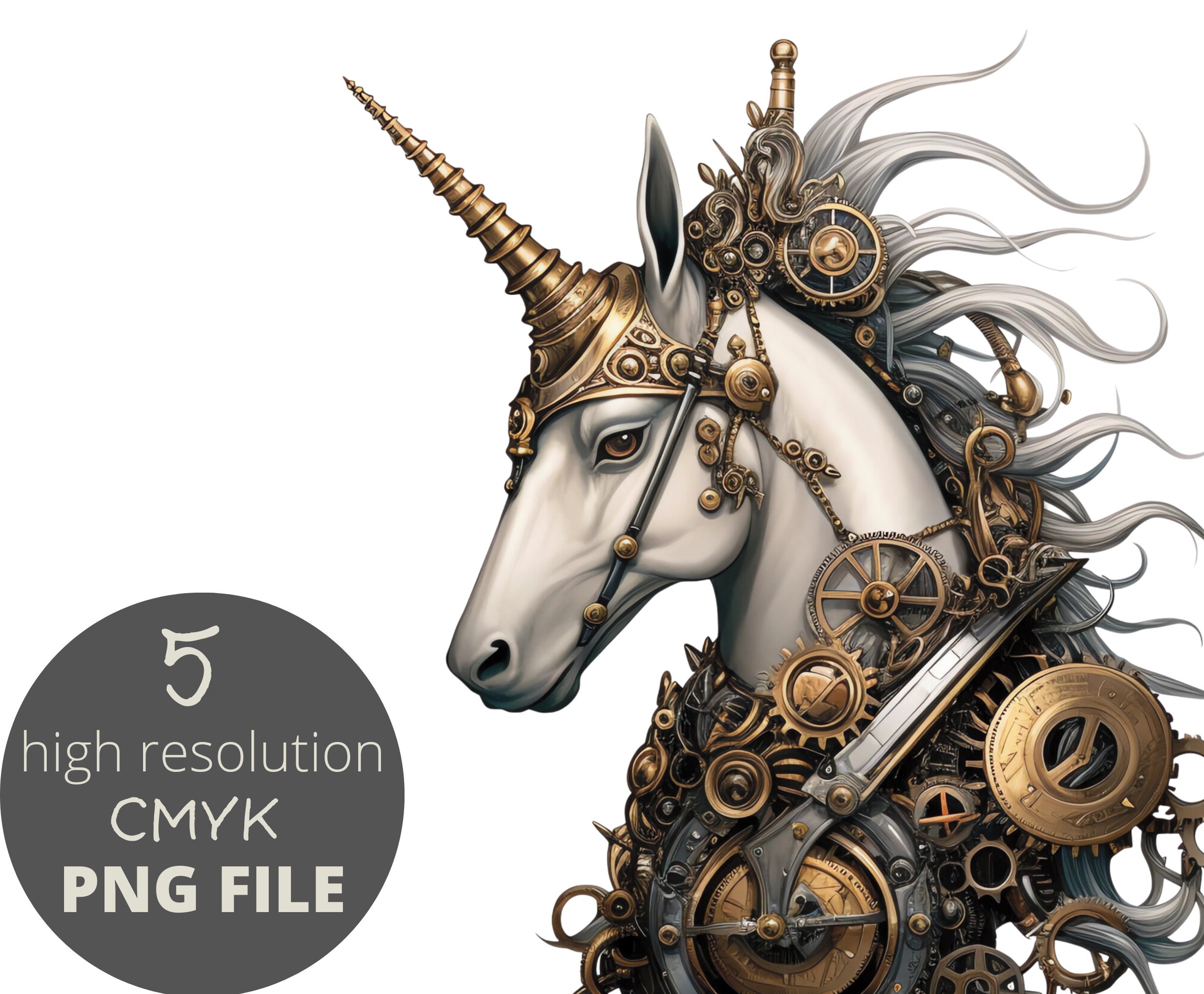 5pc Steampunk Unicorn PNG Bundle Steampunk Animal POD Allowed - Etsy