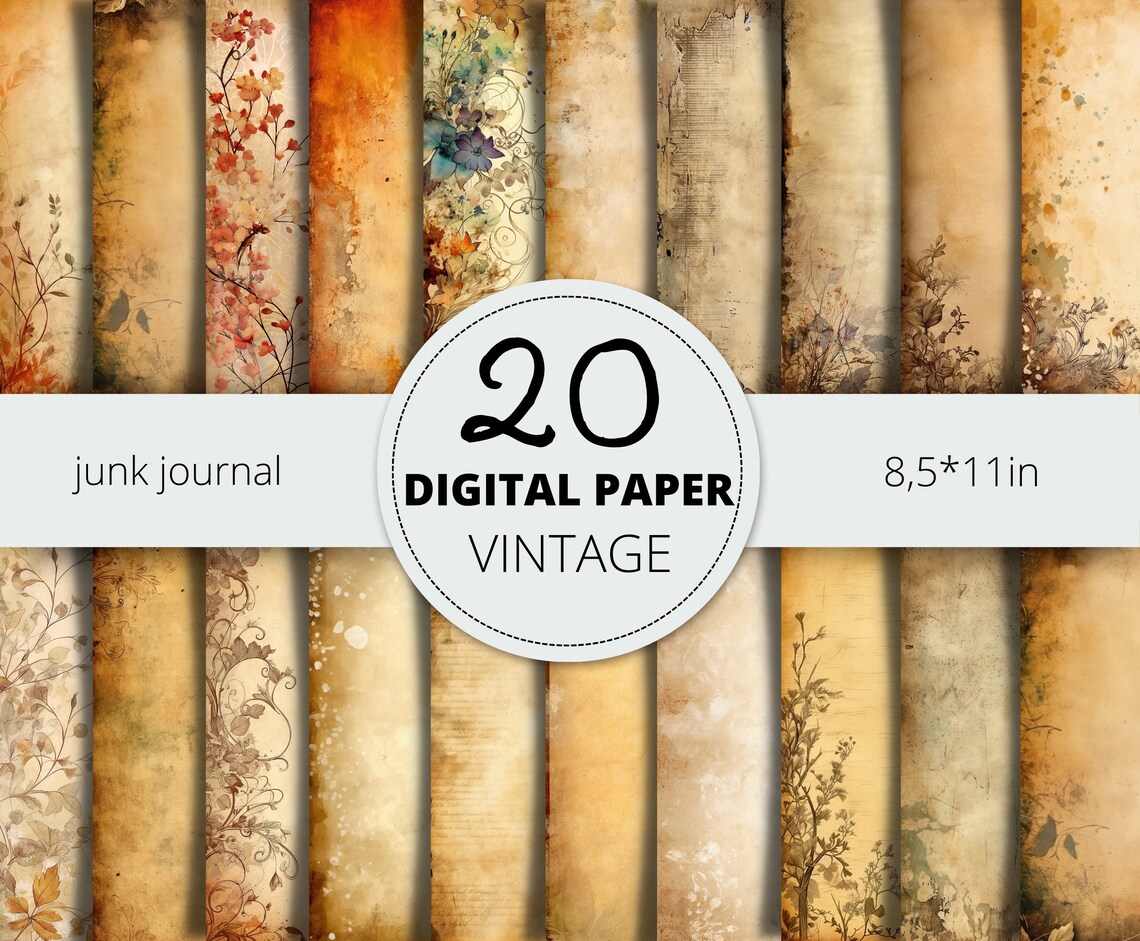 20 Pc Ancient Paper Textures Journal Kit Old Vintage Digital - Etsy
