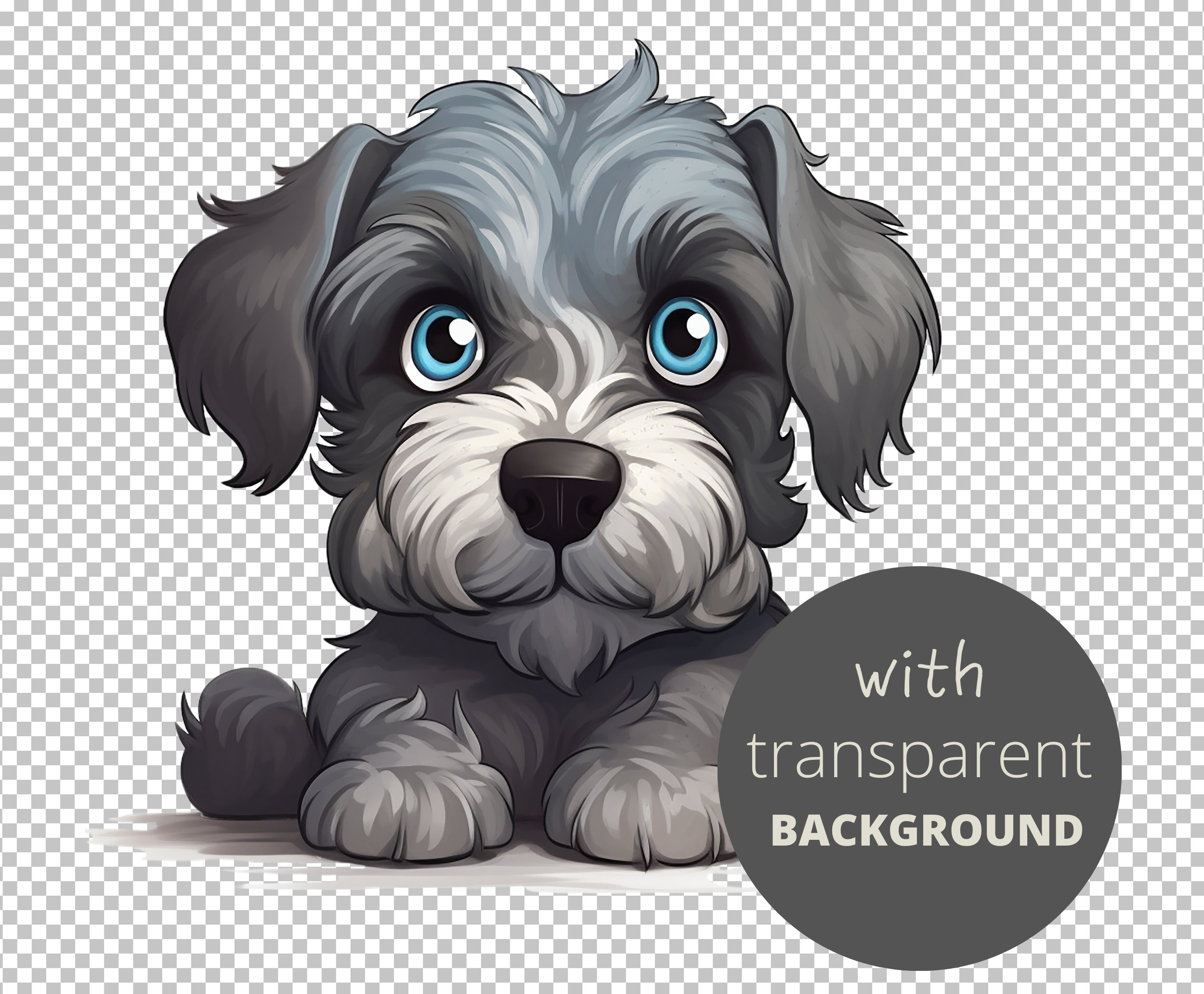 5pc Cartoon Gray Schnoodle Dog PNG Bundle Cute Animal POD - Etsy