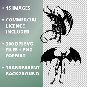 Jersey Devil Silhouette Line Art Svg Bundle, Monster Cryptid Clipart ...