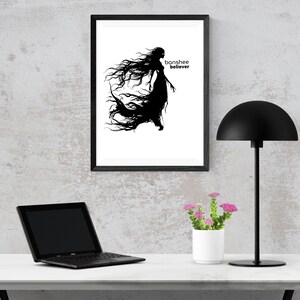 Banshee Silhouette Line Art Svg Bundle, Female Monster Cryptid Clipart ...