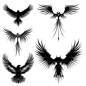 Thunderbird Silhouette Line Art Svg Bundle, Bird Monster Cryptid ...