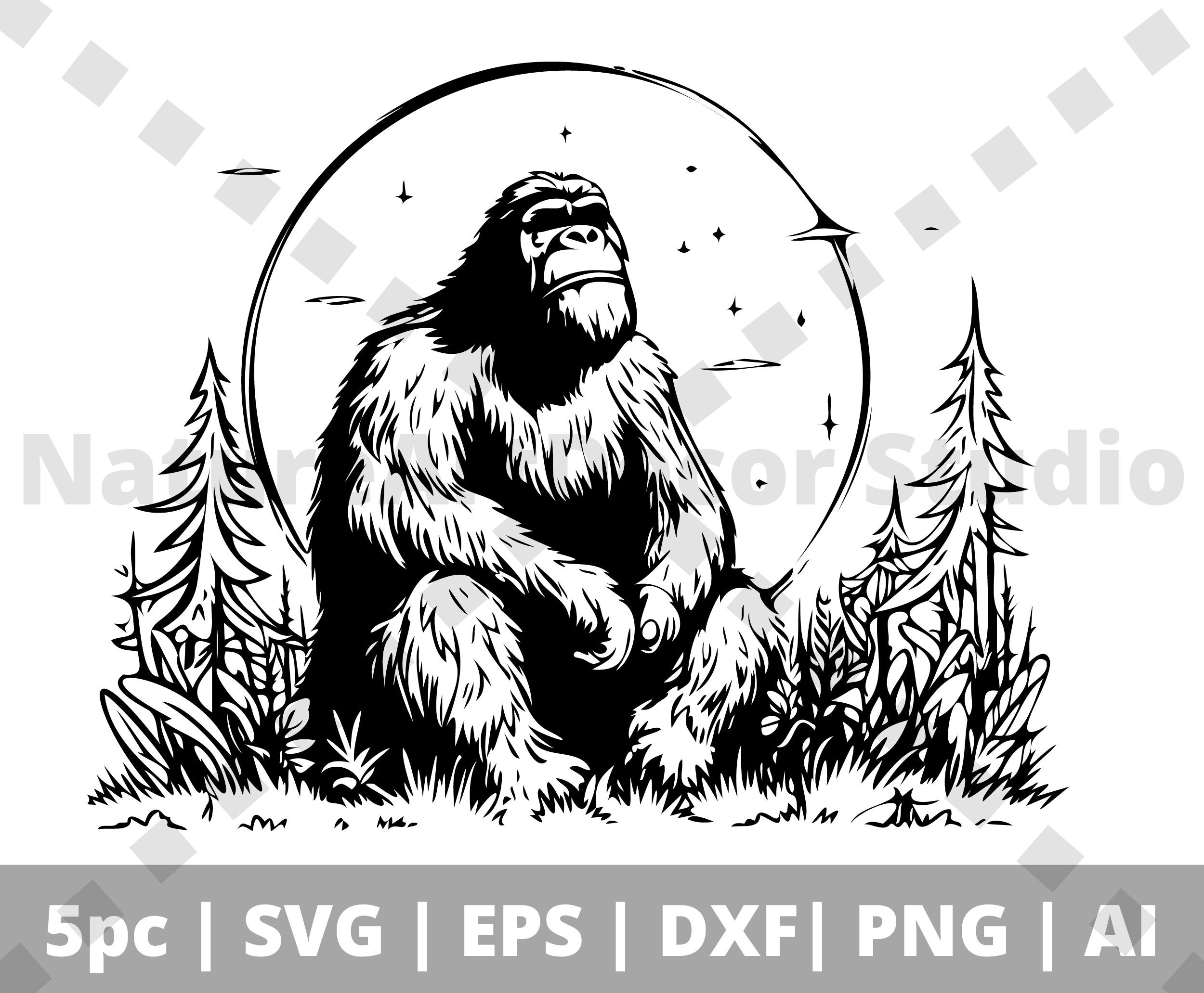Bigfoot Line Art Svg Png Eps Dxf Ai Bundle Sasquatch - Etsy
