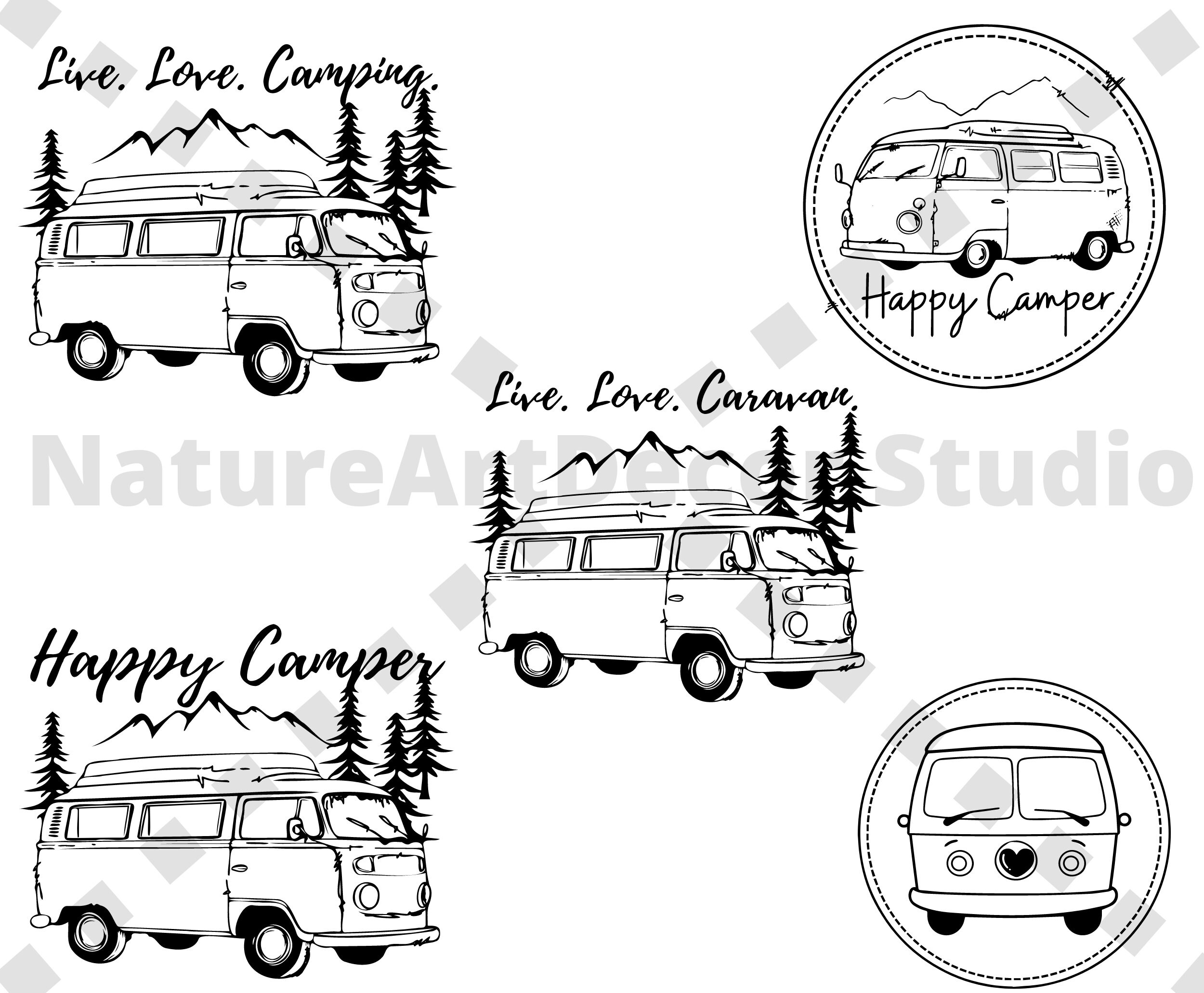 25pc Hippie Hand-drawn Caravan Doodle SVG Bundle Camping Cut - Etsy ...